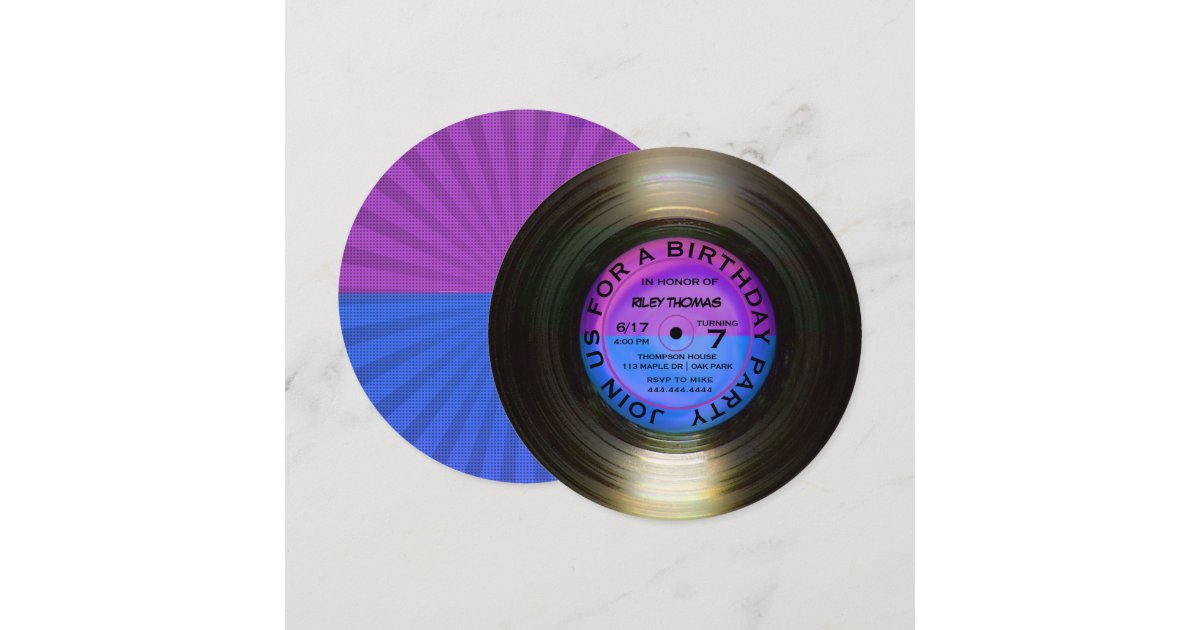Retro Vinyl Album Disco Style Birthday Party Invit Invitation | Zazzle