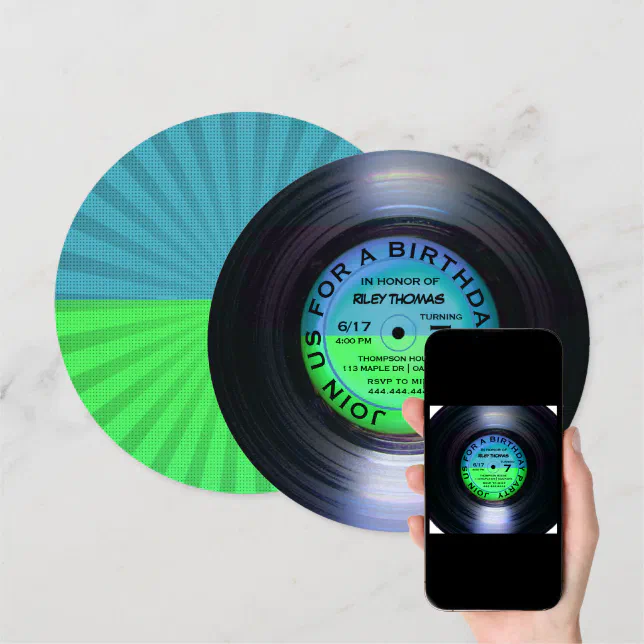 Retro Vinyl Album Disco Style Birthday Party Invitation | Zazzle