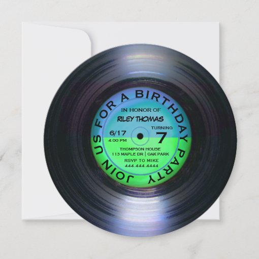Retro Vinyl Album Disco Style Birthday Party Invitation | Zazzle