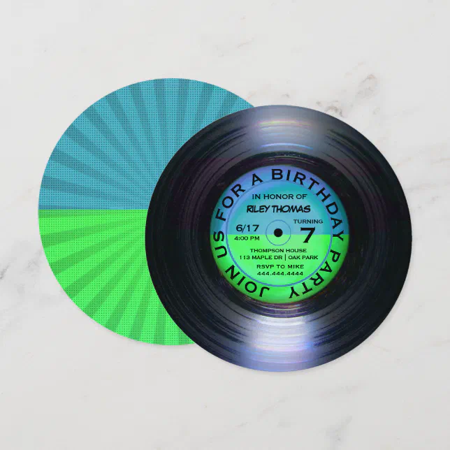 Retro Vinyl Album Disco Style Birthday Party Invitation | Zazzle