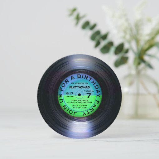 Retro Vinyl Album Disco Style Birthday Party Invitation | Zazzle