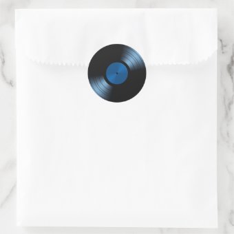 Retro Vinyl Record Album in Blue Classic Round Sticker | Zazzle