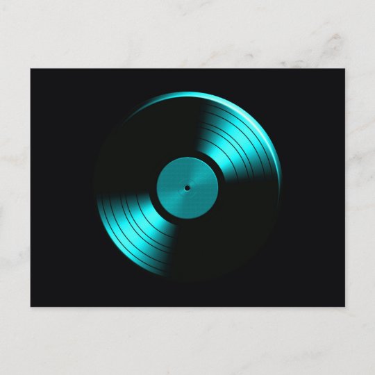 Retro Vinyl Record Album in Teal Postcard | Zazzle.com