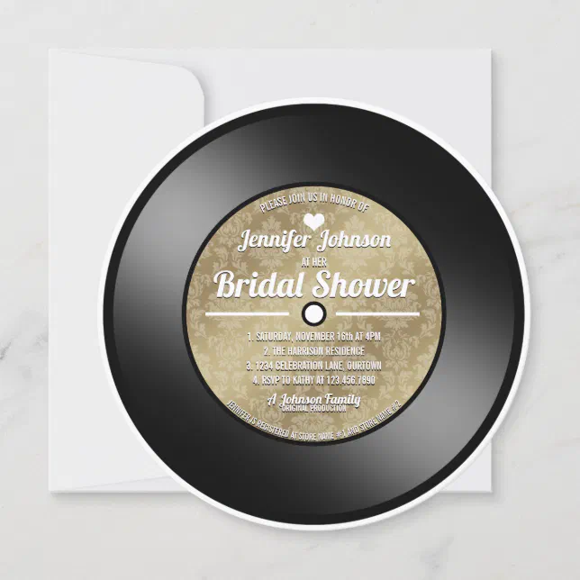 Retro Vinyl Record Bridal Shower Invitation | Zazzle
