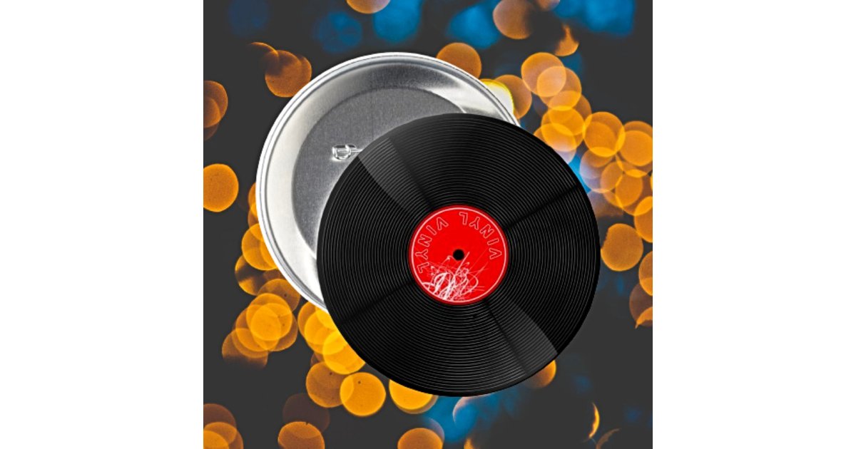 Retro Vinyl Record Button – Cool Realistic Design | Zazzle