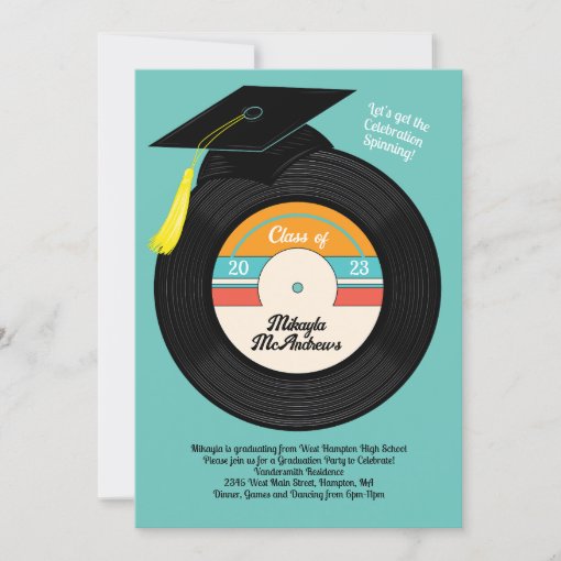 Retro Vinyl Record Graduation Party Invitation | Zazzle