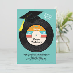 Retro Vinyl Record Graduation Party Invitation | Zazzle