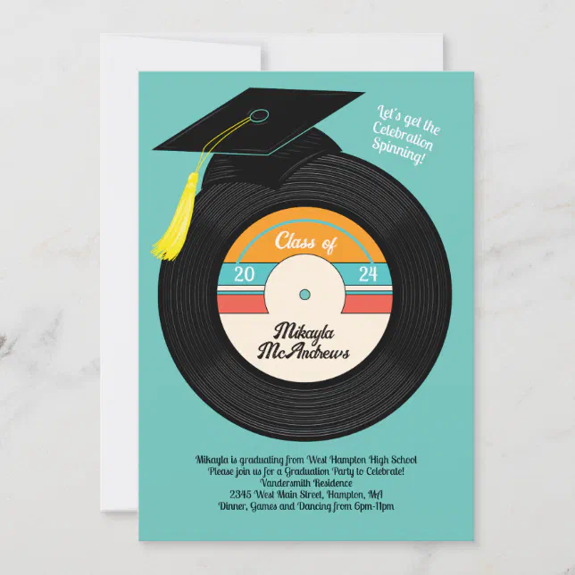 Retro Vinyl Record Graduation Party Invitation | Zazzle