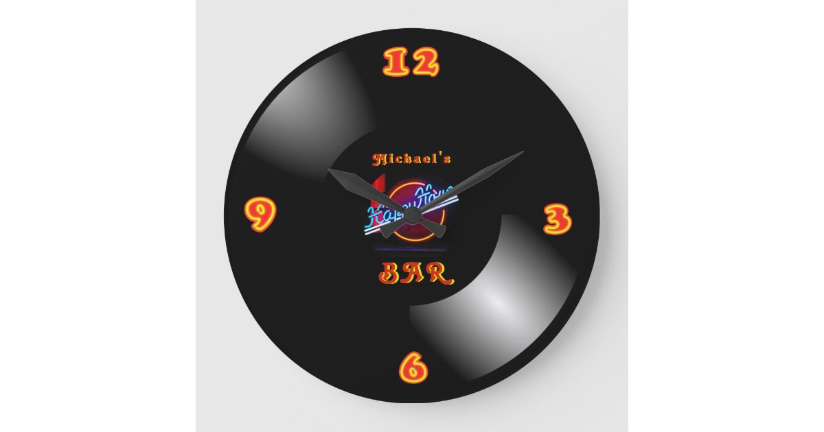 Retro Vinyl Record LP Clock Neon Bar Den Mancave | Zazzle