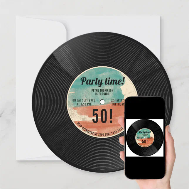 Retro Vinyl Record Music Birthday Party Invitation | Zazzle