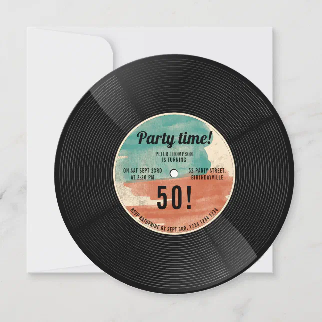Retro Vinyl Record Music Birthday Party Invitation | Zazzle