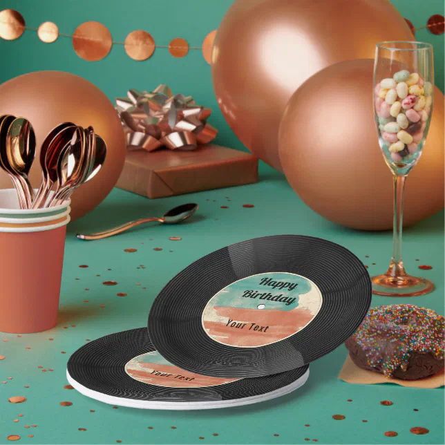 Retro Vinyl Record Music Birthday Party Paper Plates | Zazzle