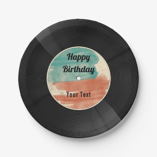 Retro Vinyl Record Music Birthday Party Paper Plates | Zazzle