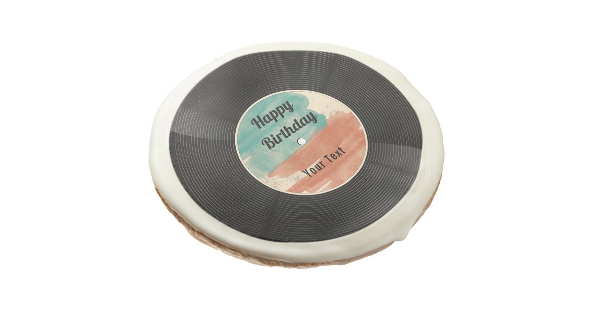 Retro Vinyl Record Music Birthday Party Sugar Cookie | Zazzle