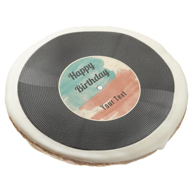 Retro Vinyl Record Music Birthday Party Sugar Cookie | Zazzle
