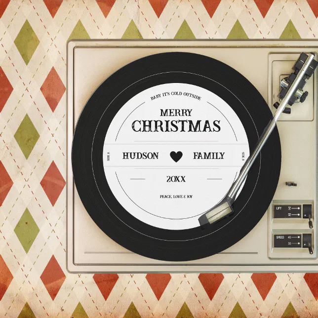 Retro Vinyl Record Unique Christmas Holiday Card | Zazzle