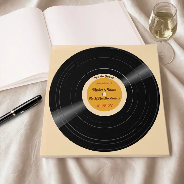 Retro Vinyl Record Wedding Guest Book | Zazzle