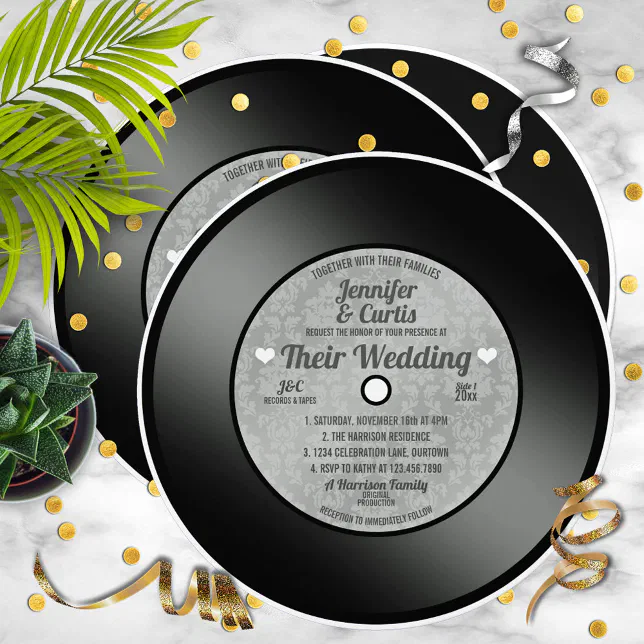 Retro Vinyl Record Wedding Invitation | Zazzle