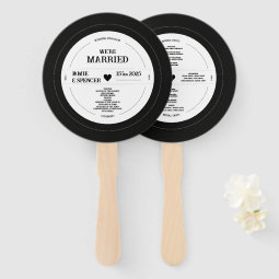 Retro Vinyl Record Wedding Program Hand Fan | Zazzle