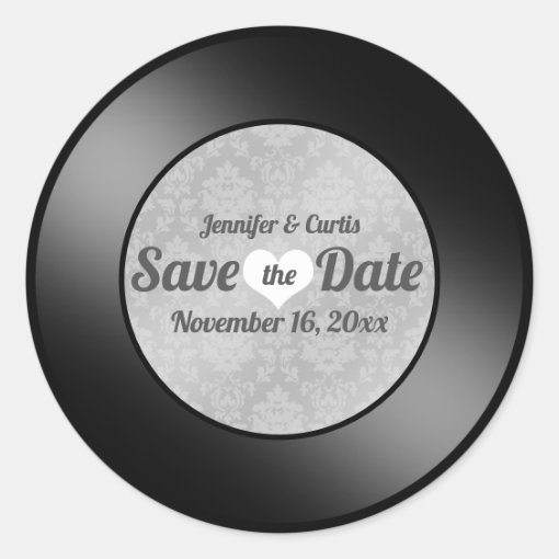 Retro Vinyl Record Wedding Save the Date Classic Round Sticker | Zazzle