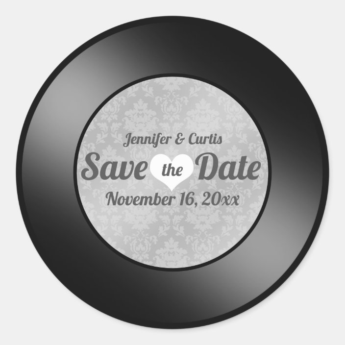 Retro Vinyl Record Wedding Save the Date Classic Round Sticker | Zazzle.com