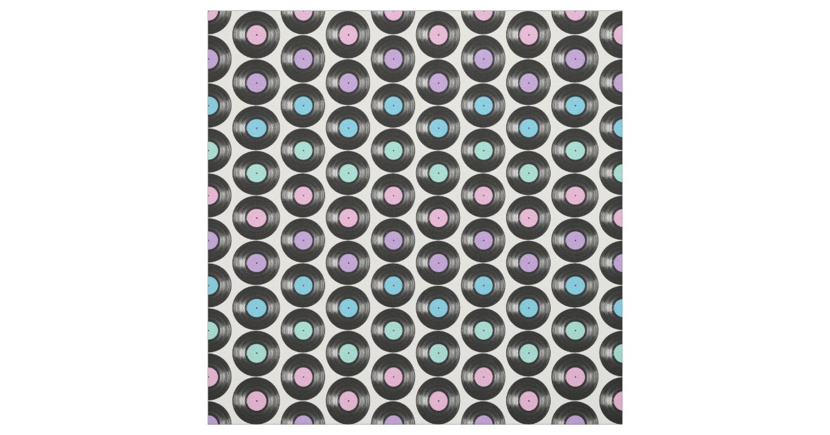 Retro Vinyl Records Colorful Pattern Design Fabric | Zazzle