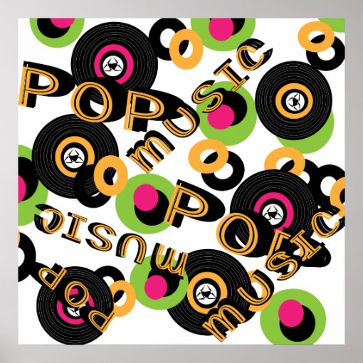 Retro Vinyl Records Pop Music Theme Poster | Zazzle