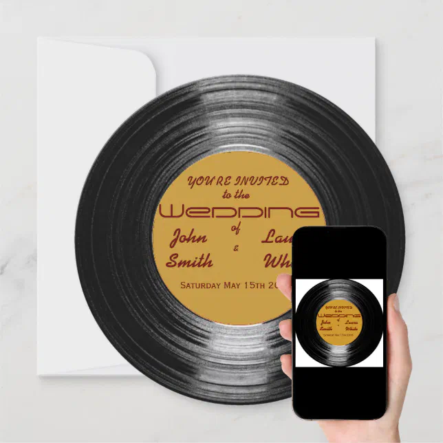 Retro Vinyl Wedding Invitation | Zazzle
