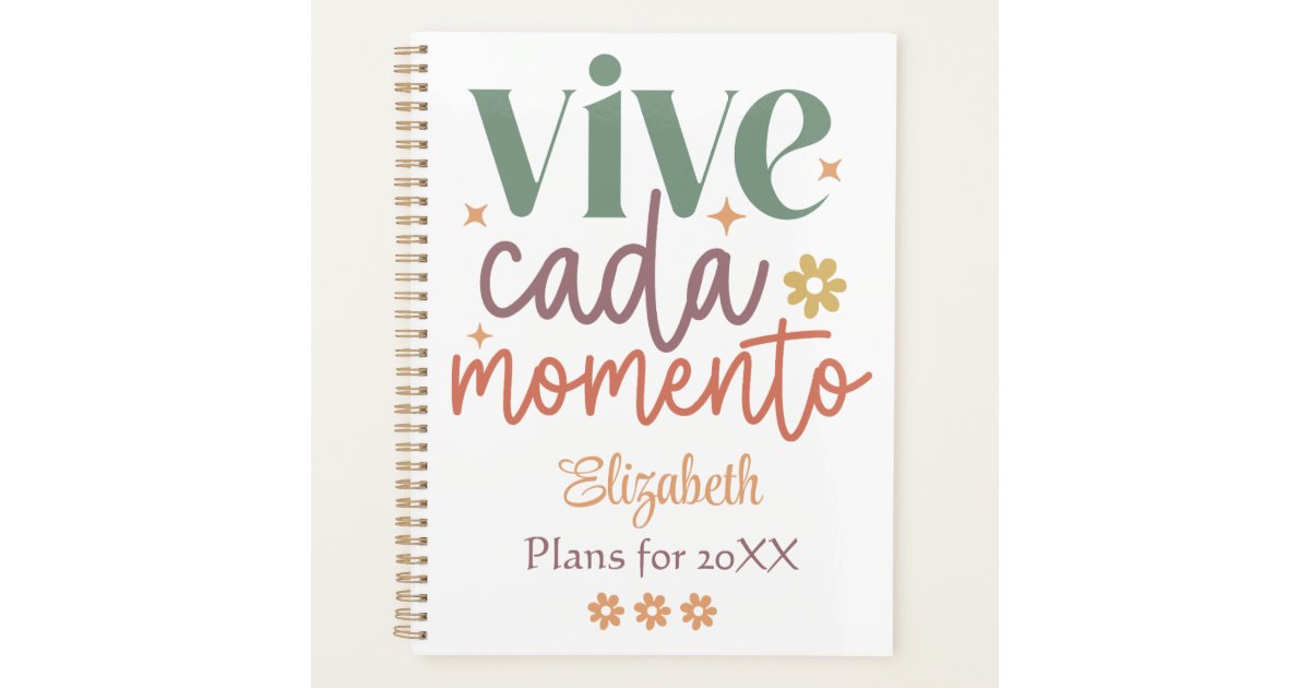 Retro "Vive Cada Momento" Inspirational Quote Planner | Zazzle