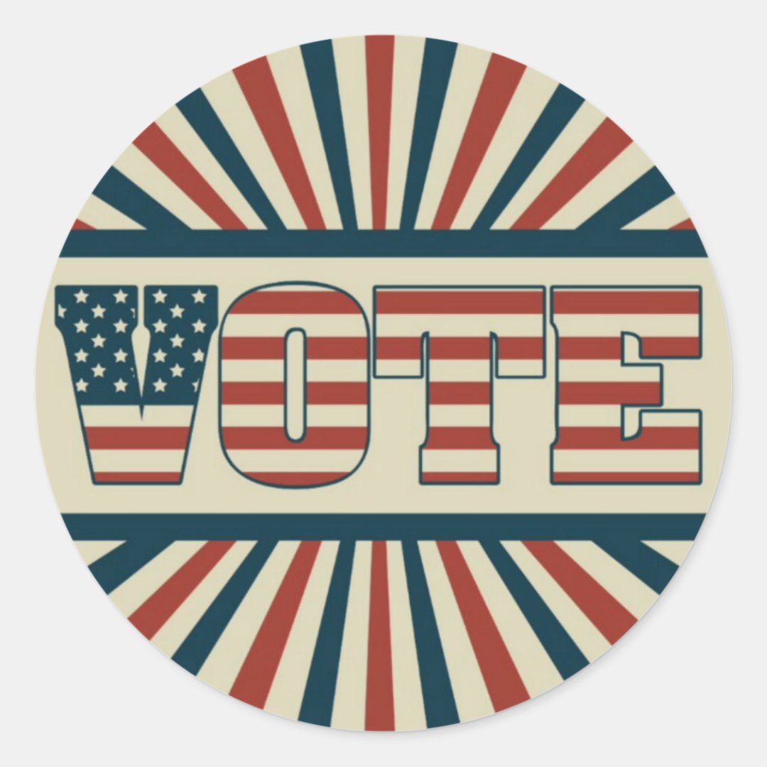 Retro vote, all gear classic round sticker | Zazzle