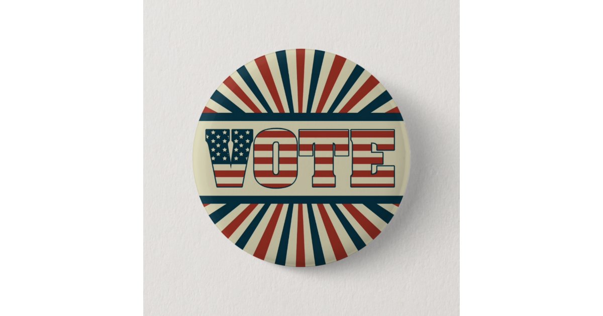 Retro vote, all gear pinback button | Zazzle