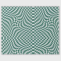Retro Warped Dark Emerald White Checks Checkered Wrapping Paper | Zazzle