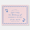 Retro Wave Illustrated Doodle Wedding Welcome Sign | Zazzle