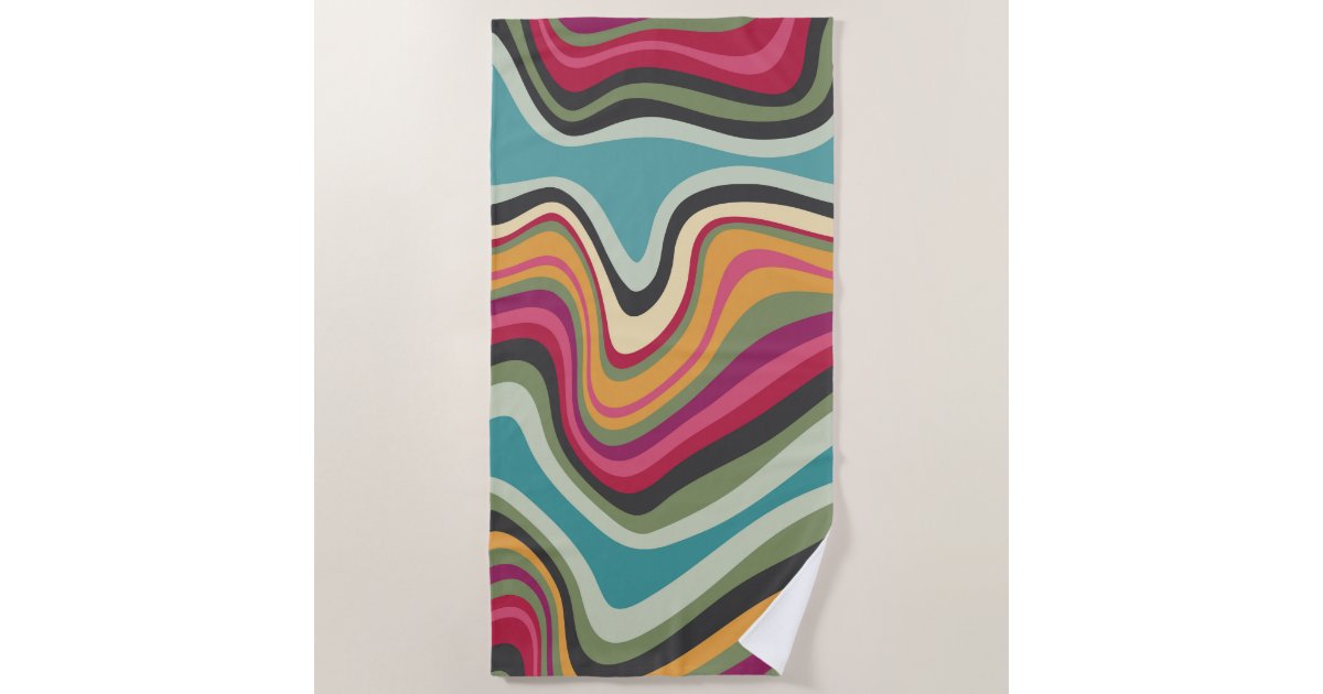 retro wave MANA Beach Towel | Zazzle