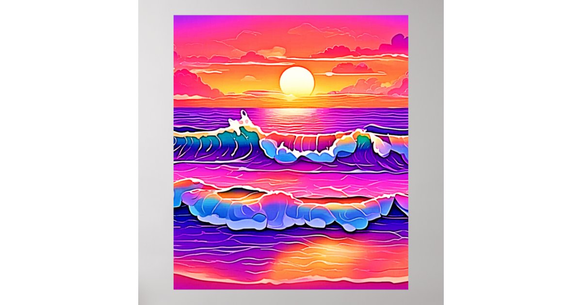 Retro Wave Sunset Serenity Poster | Zazzle