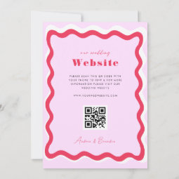 Retro Wavy Frame QR Code 70s All in One Wedding In Invitation | Zazzle
