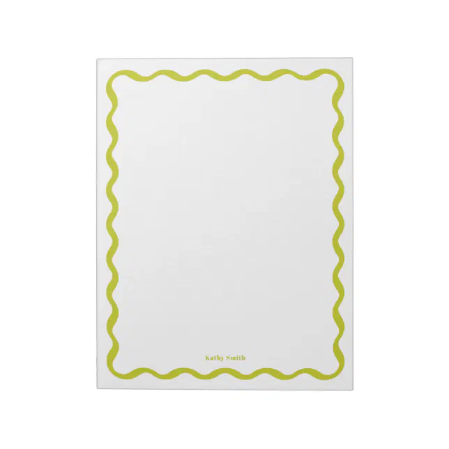 Retro Wavy Lime Modern Personalized Stationery Notepad | Zazzle