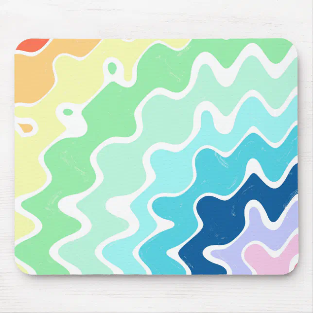 Retro Wavy Lines Pastel Rainbow Colors Pattern Mouse Pad | Zazzle