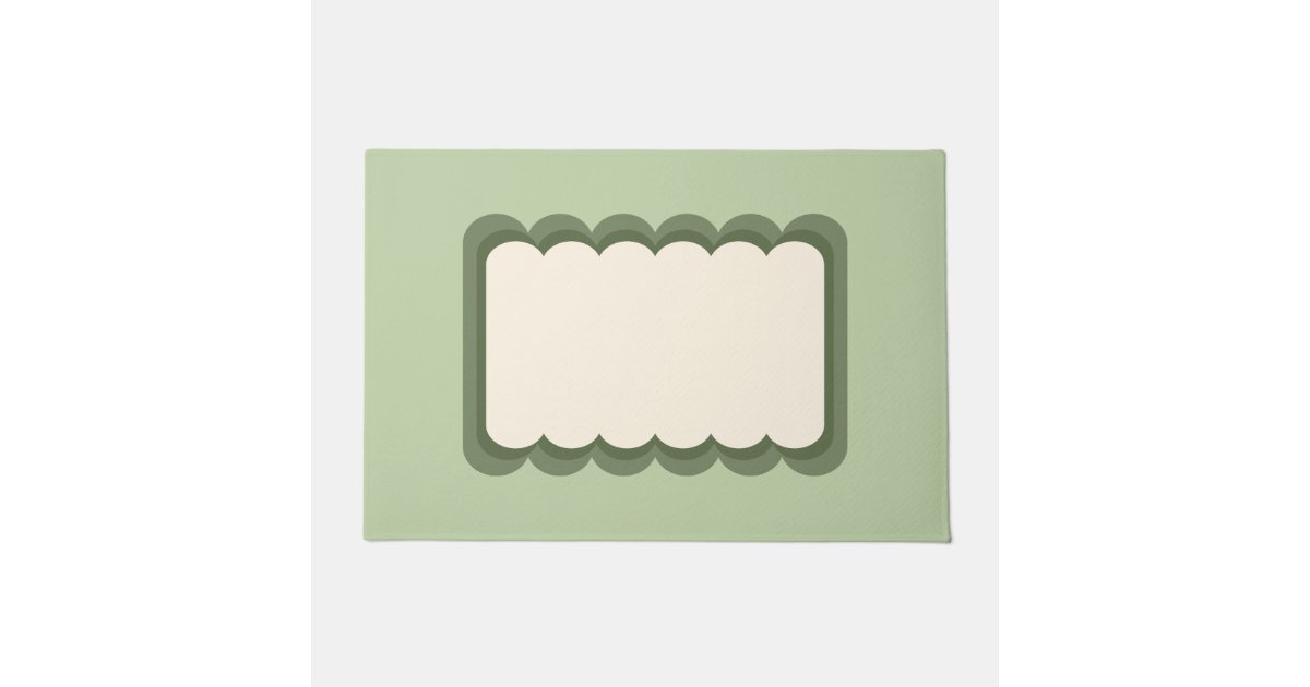 Retro Wavy Shape Pastel Green Doormat | Zazzle