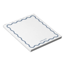 Retro Wavy Stylish Blue Personalized Stationery Notepad | Zazzle