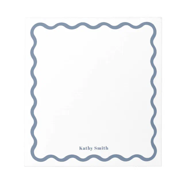 Retro Wavy Stylish Blue Personalized Stationery Notepad | Zazzle