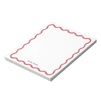Retro Wavy Stylish Red Personalized Stationery Notepad | Zazzle