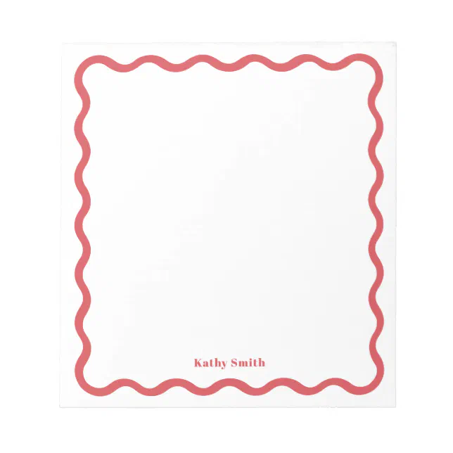 Retro Wavy Stylish Red Personalized Stationery Notepad | Zazzle