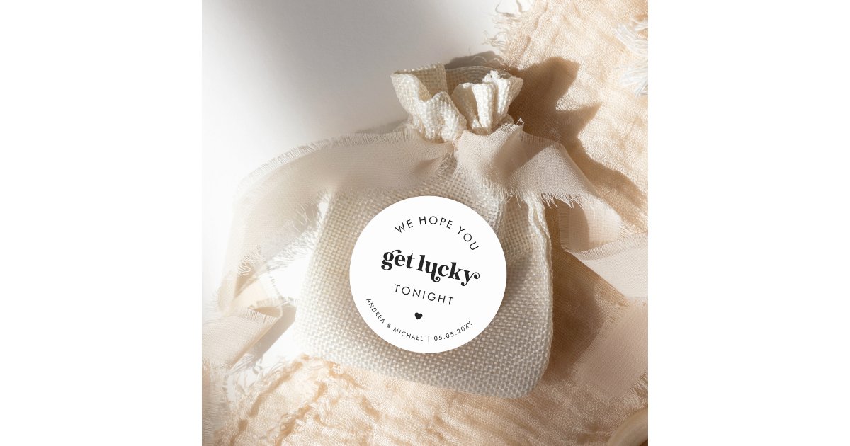 Retro We Hope You Get Lucky Wedding Lottery Favor Classic Round Sticker ...