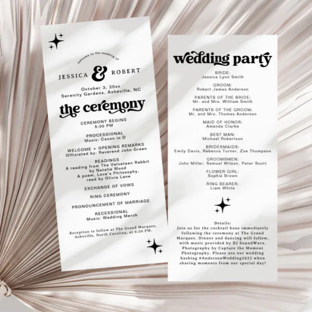 Retro Wedding Ceremony Program Order Of Events | Zazzle