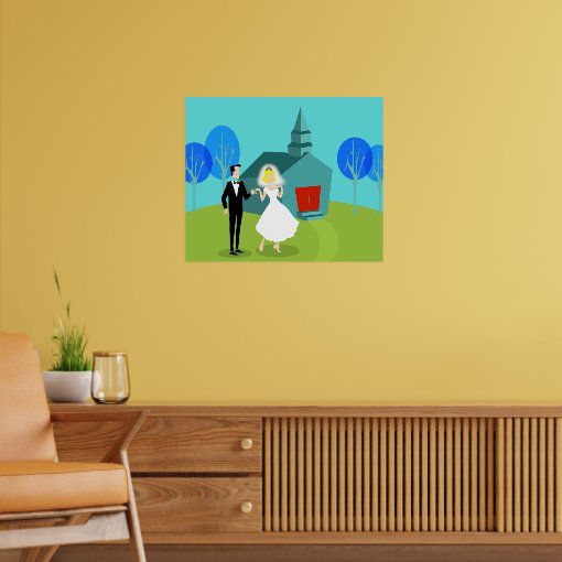 Retro Wedding Couple Poster | Zazzle