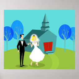 Retro Wedding Couple Poster | Zazzle