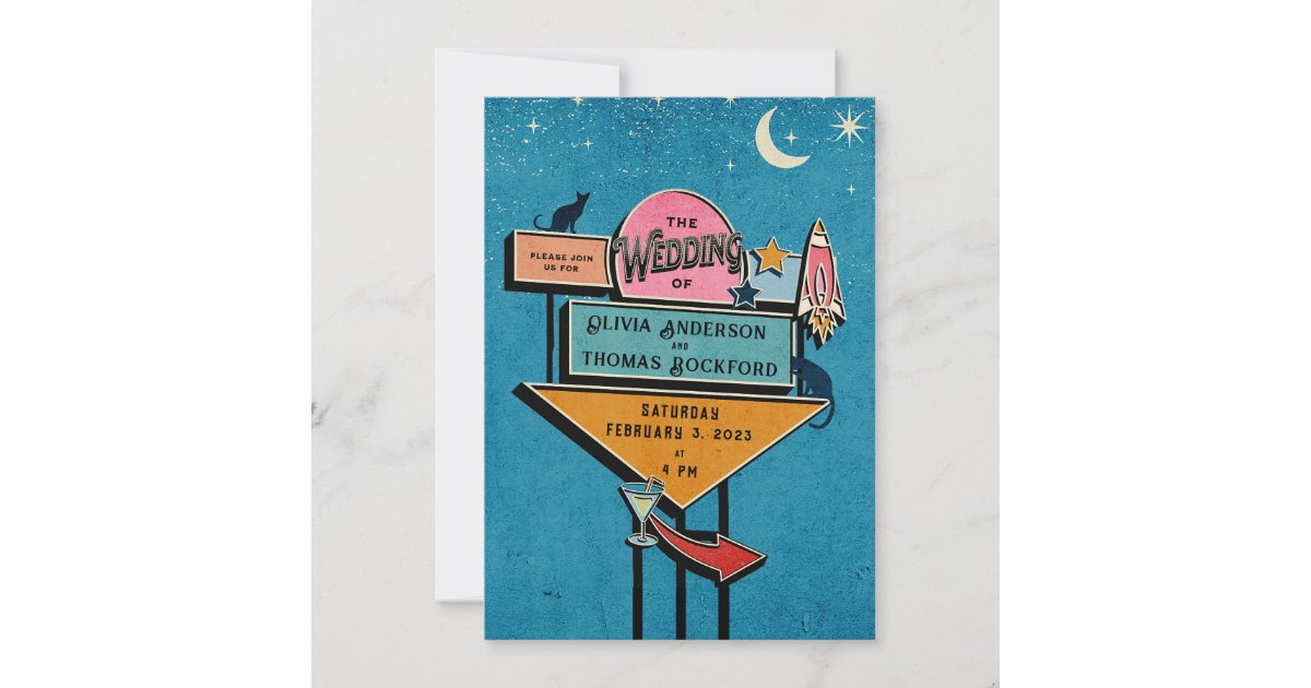 Retro Wedding Invite Sign Invitation | Zazzle