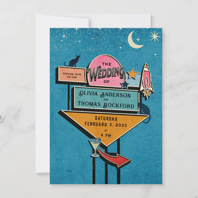 Retro Wedding Invite Sign Invitation | Zazzle