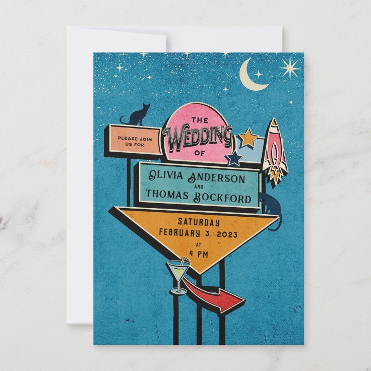 Retro Wedding Invite Sign Invitation | Zazzle